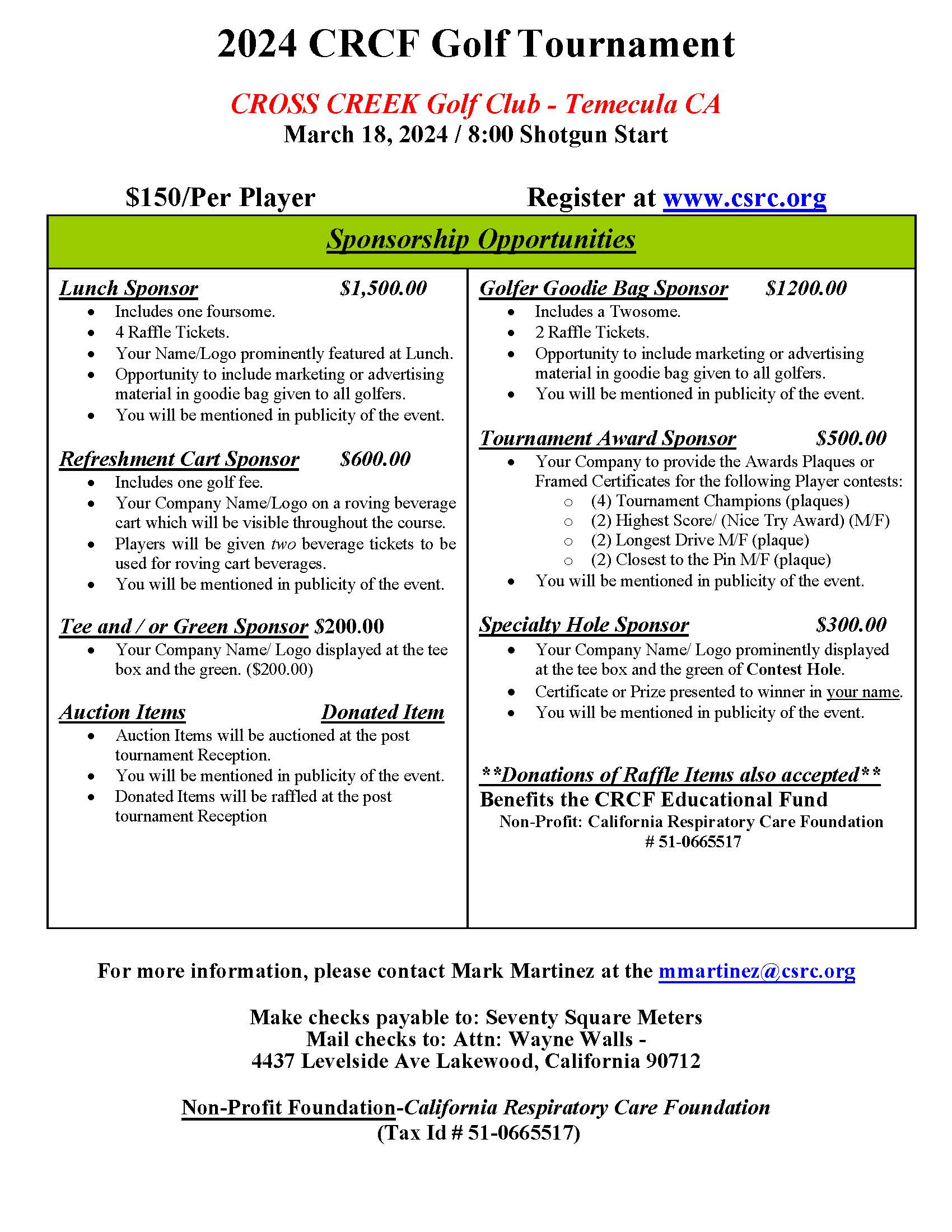 CRCF Golf Tournament 2024